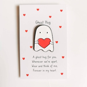 Ghost Hug Pin Badge, Ghost Hug, Miss You, Pin, Badge, Brooch, Good Luck ...