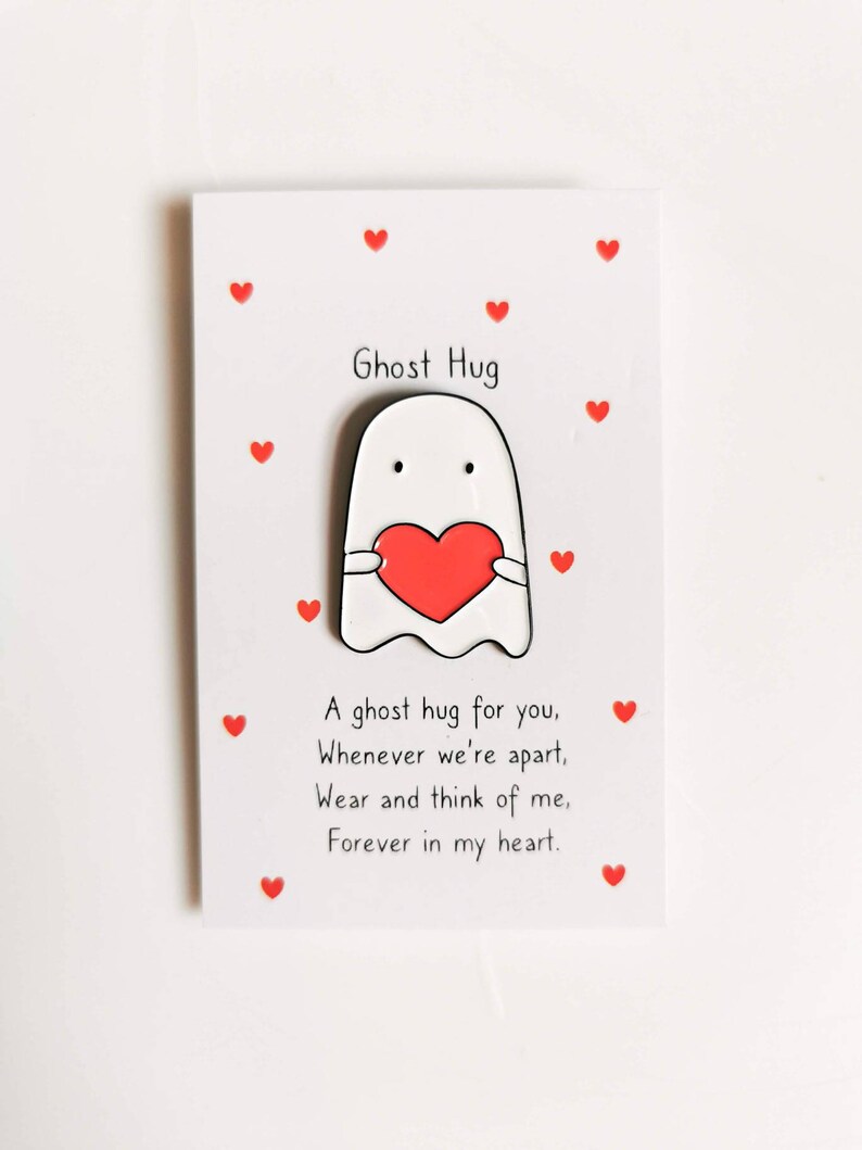 Ghost Hug Pin Badge, Ghost Hug, Miss You, Pin, Badge, Brooch, Good Luck ...