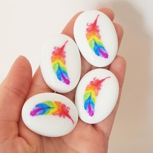 Feather, Rainbow, Friendship, Good Luck, Keepsake, Stone, Gift, Present ...