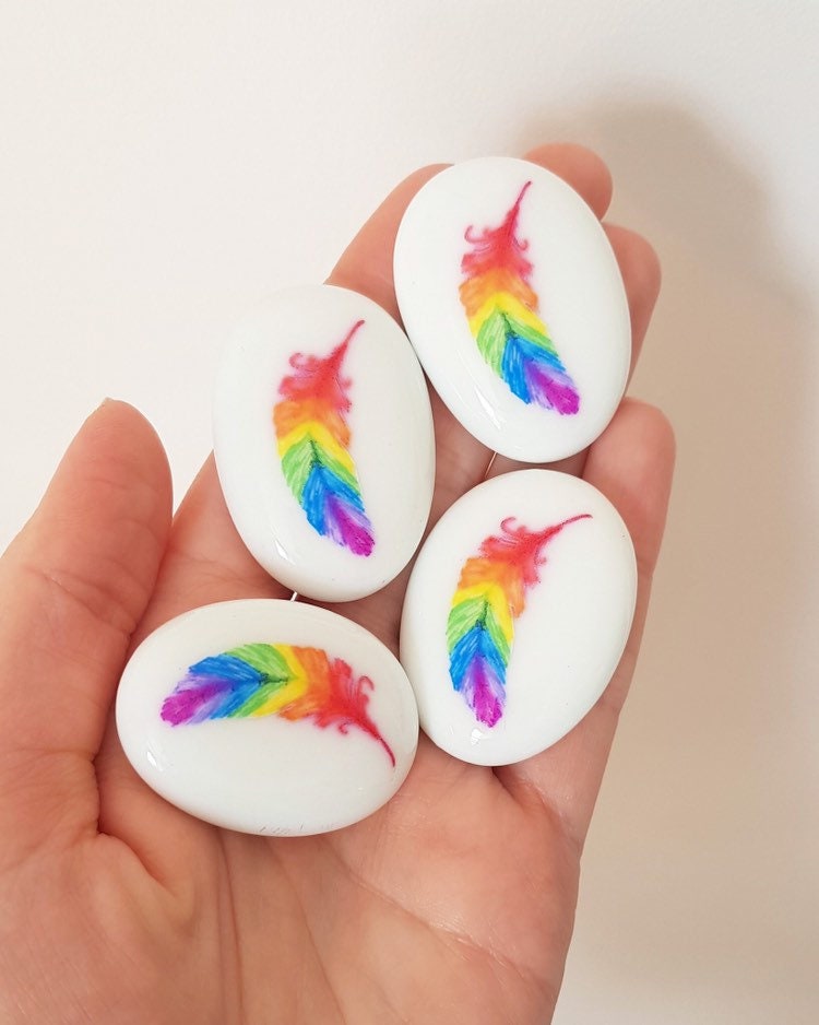 Feather, Rainbow, Friendship, Good Luck, Keepsake, Stone, Gift, Present ...