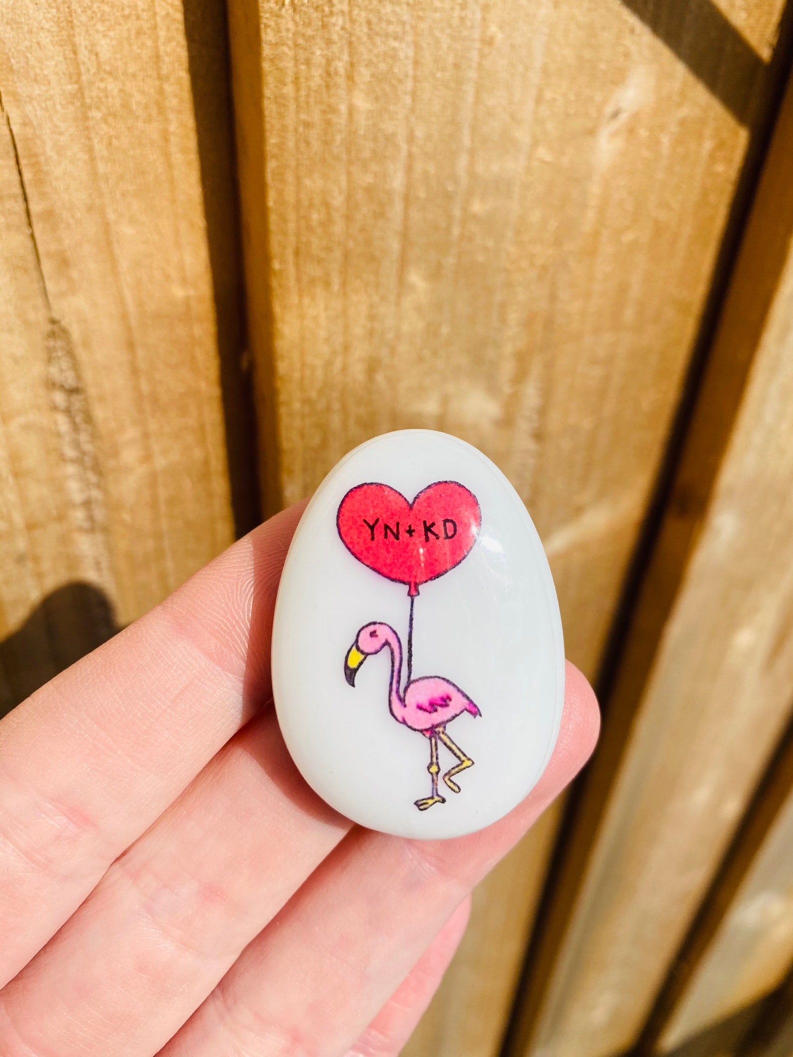 Flamingo, Heart, Personalised, Friendship, Good Luck, Keepsake, Stone ...
