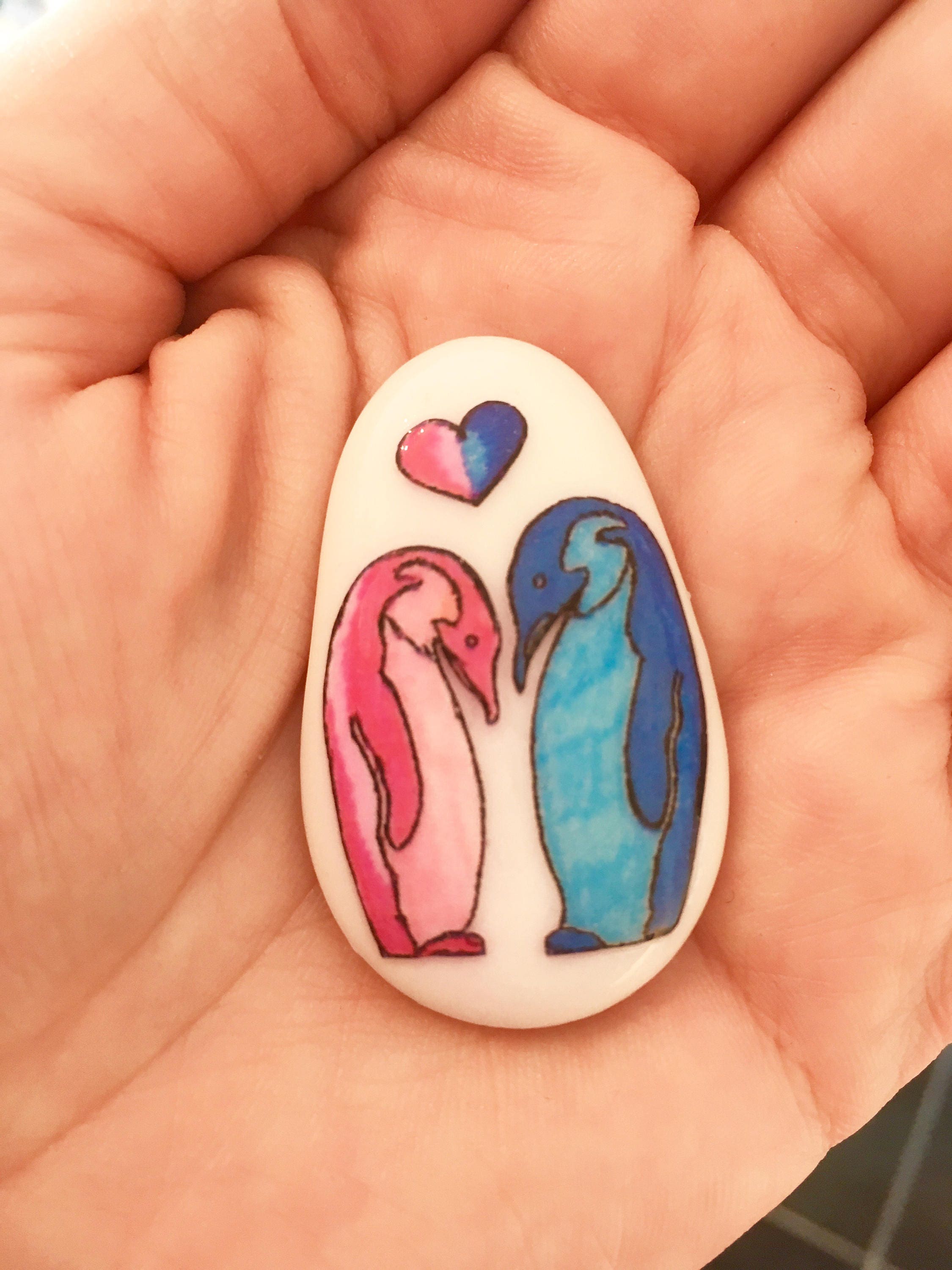 Penguin Penguin Love Friendship Good Luck Keepsake Stone | Etsy