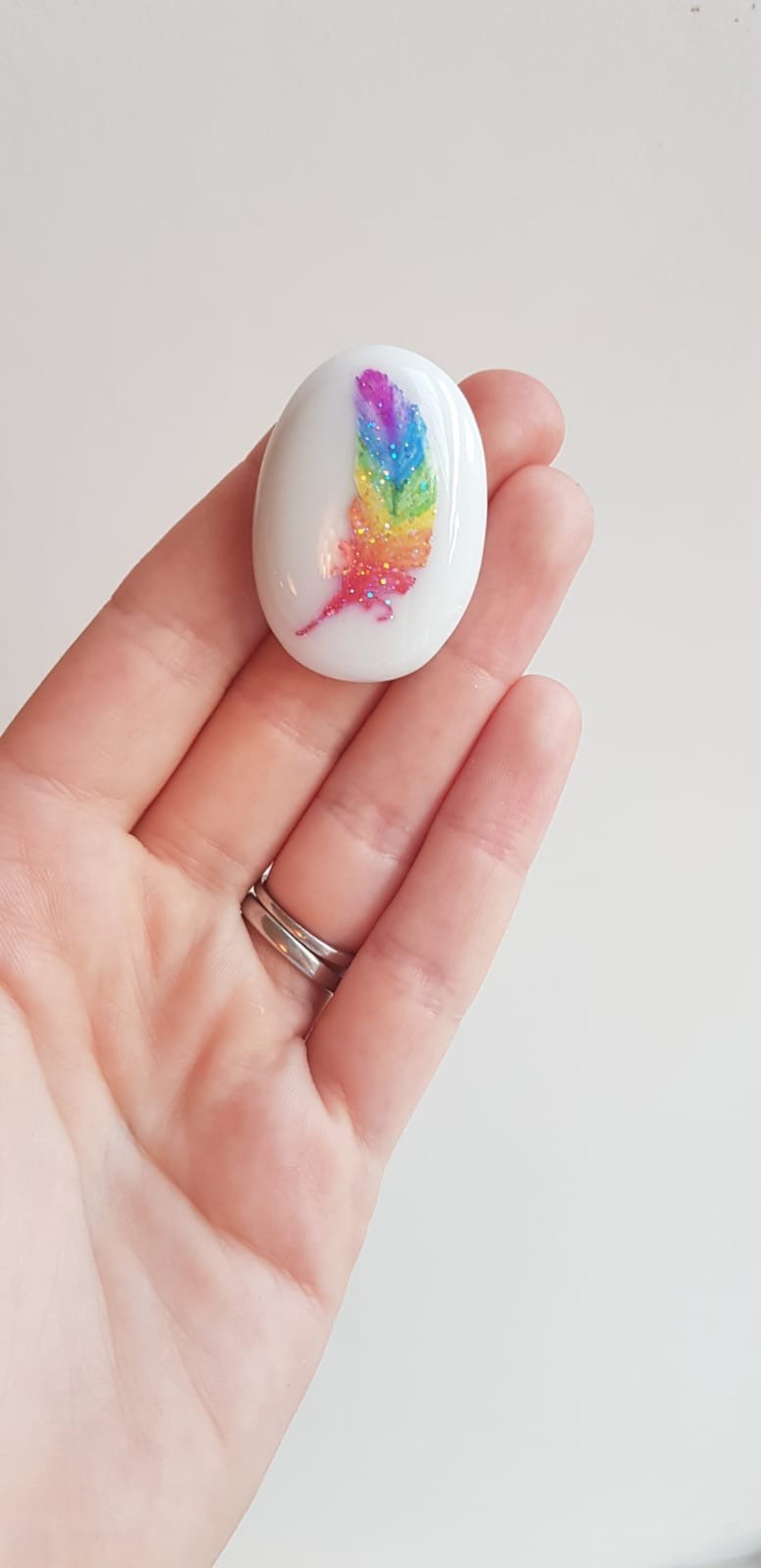 Feather, Rainbow, Friendship, Good Luck, Keepsake, Stone, Gift, Present ...