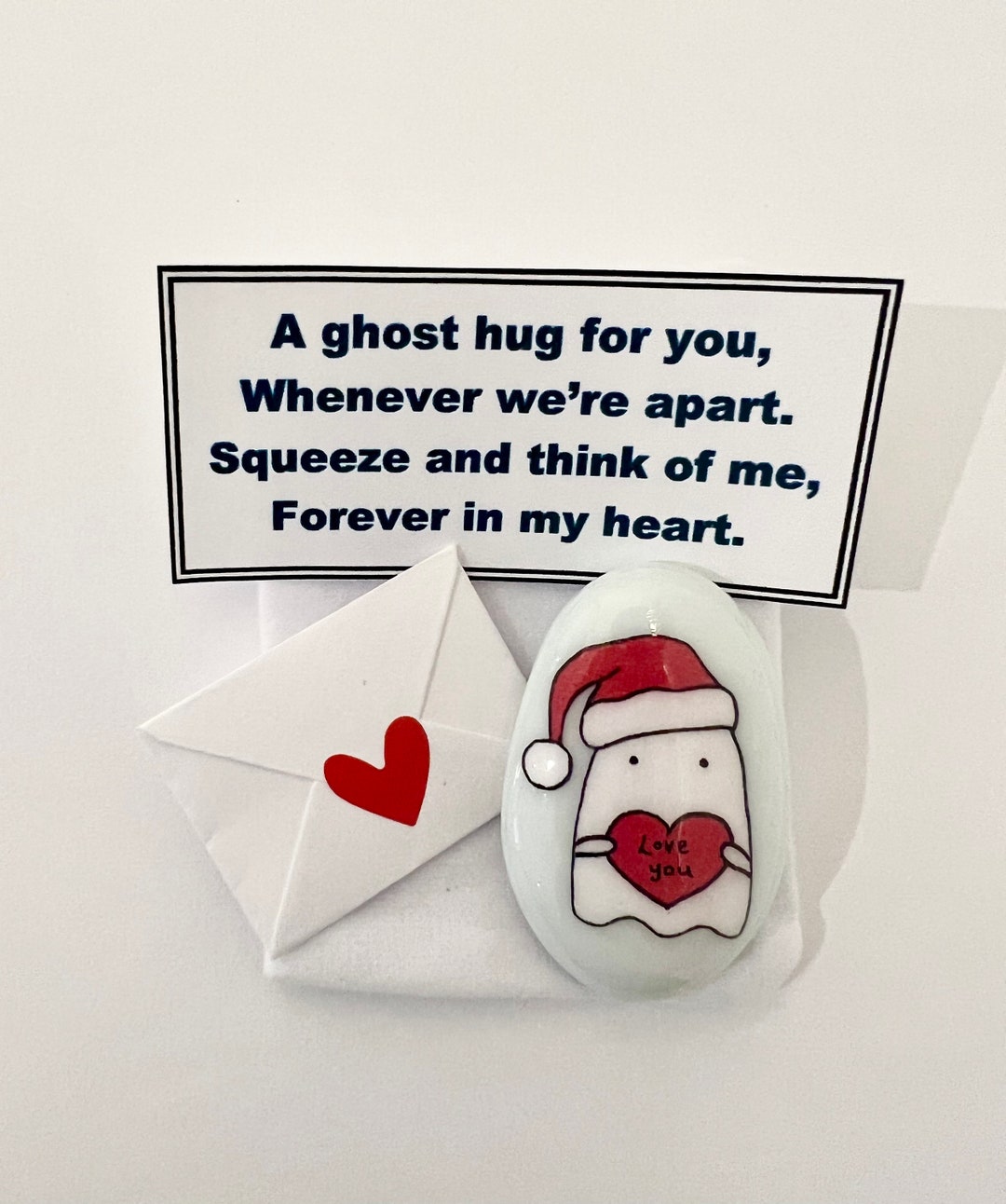 Christmas Ghost Hug, Ghost, Miss You, Personalised, Good Luck, Keepsake ...