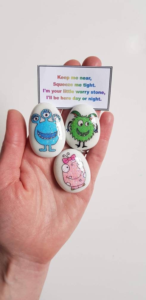 Pink Worry Monster Worry Stone Childrens Anxiety Aid - Etsy