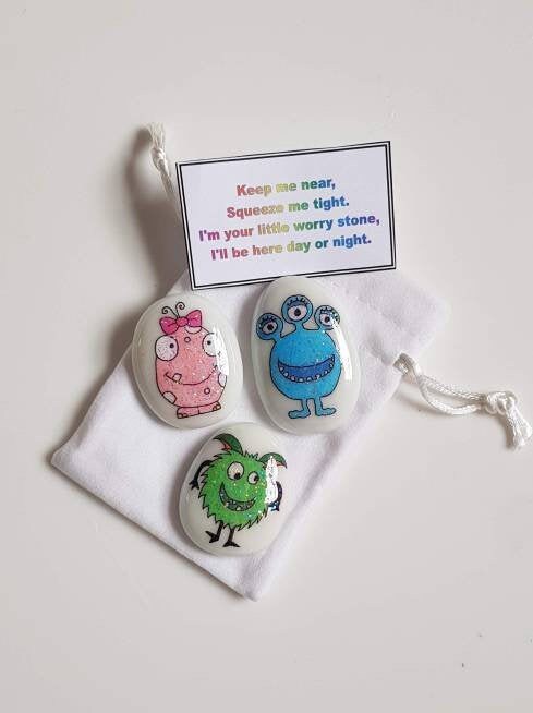 Pink Worry Monster Worry Stone Childrens Anxiety Aid - Etsy