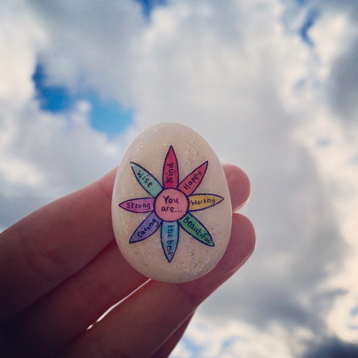 Rainbow, Flower, Personalised, Positive Affirmations, Be Kind, Gift ...