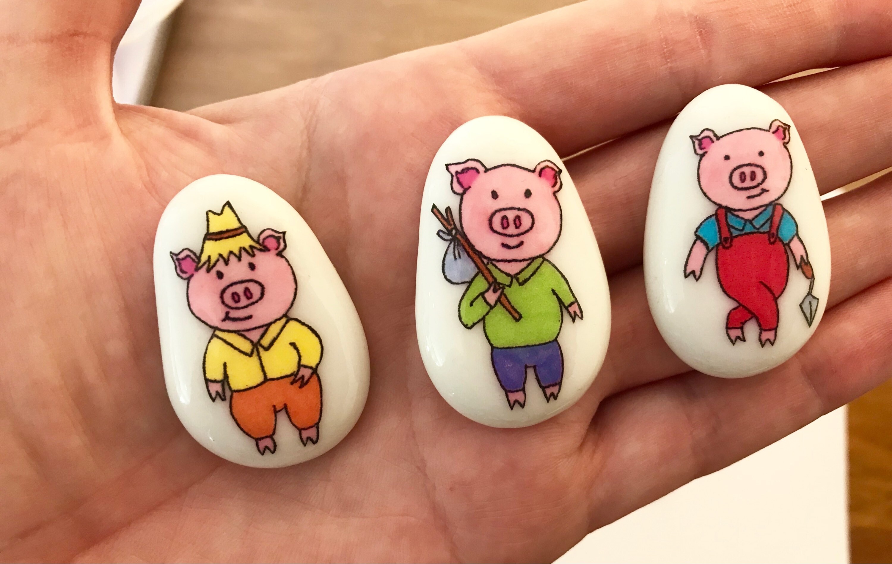 Three Little Pigs 3 Little Pigs Story Stones Storytelling - Etsy