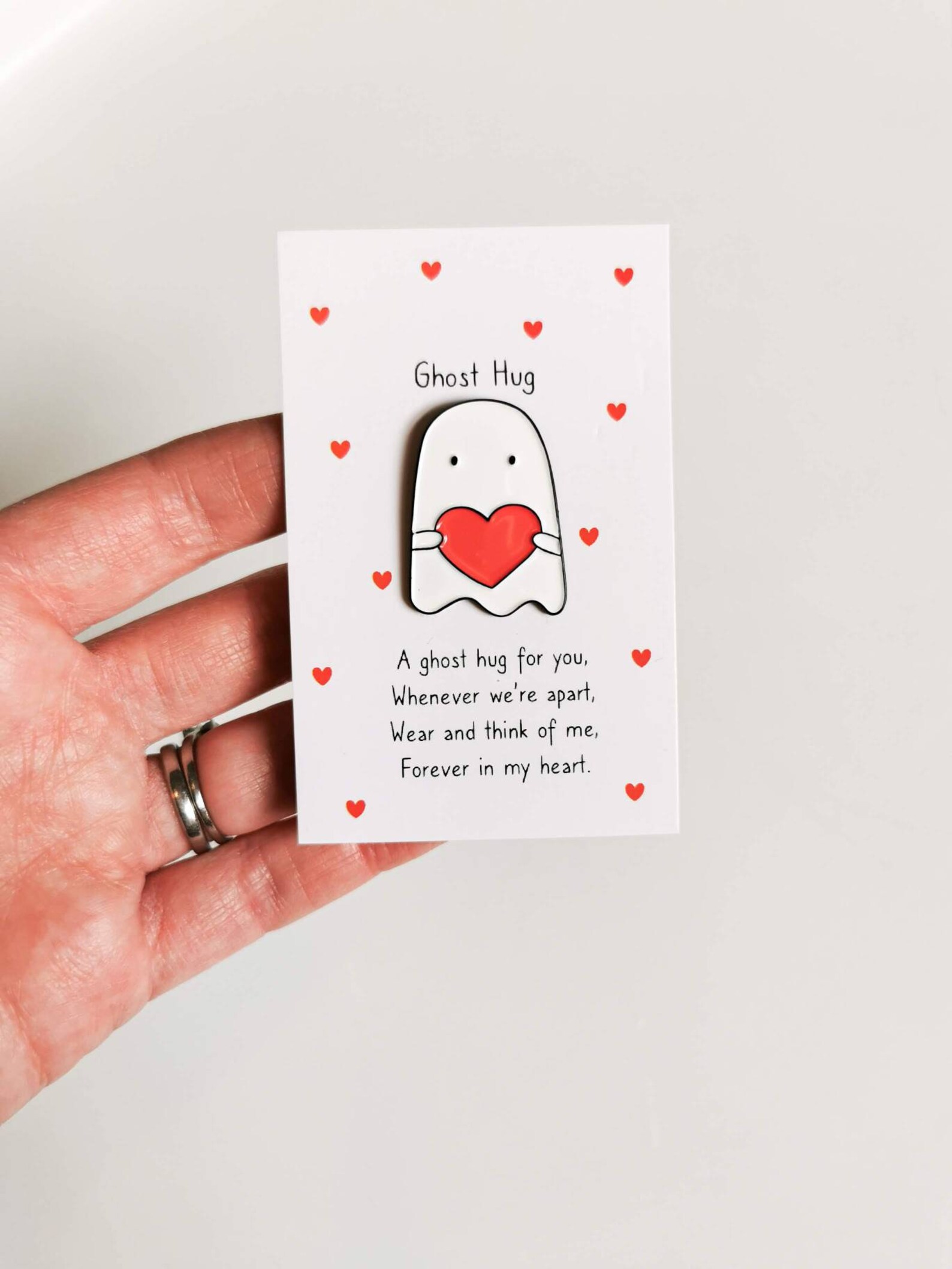 Ghost Hug Pin Badge, Ghost Hug, Miss You, Pin, Badge, Brooch, Good Luck ...