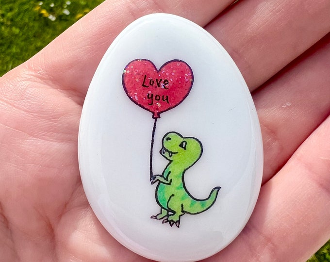 Dinosaur, Heart, Dino, Personalised, Friendship, Good Luck, Keepsake ...