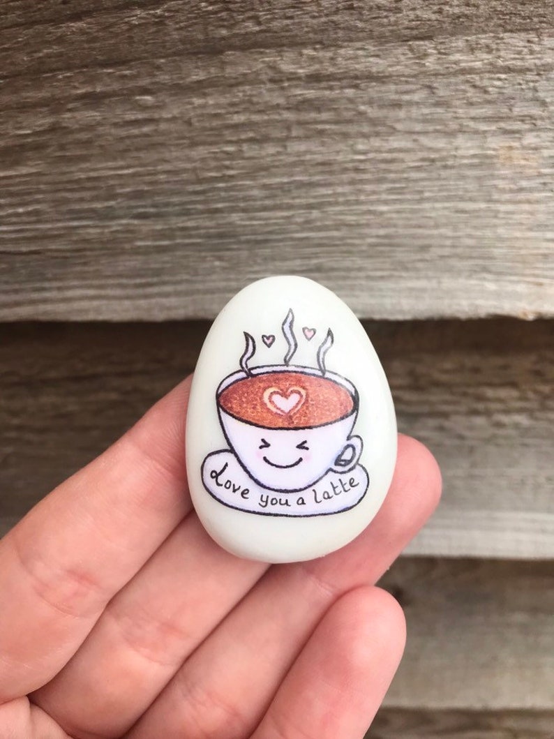 Love You a Latte Latte Coffee Pebble Good Luck Keepsake - Etsy
