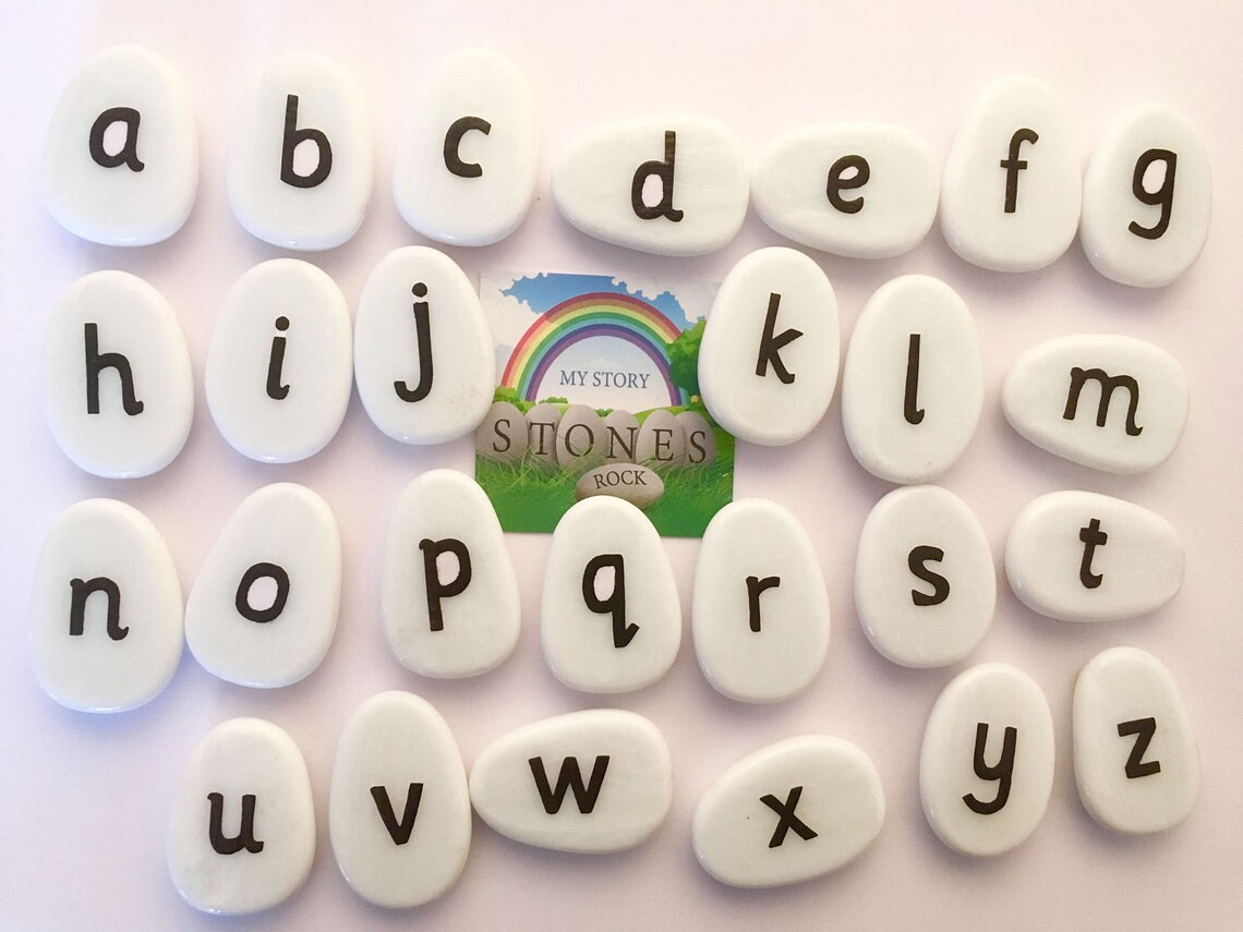 Reversible, Alphabet, ABC, Story Stone, Sack, Set, Lower Case, Letters ...