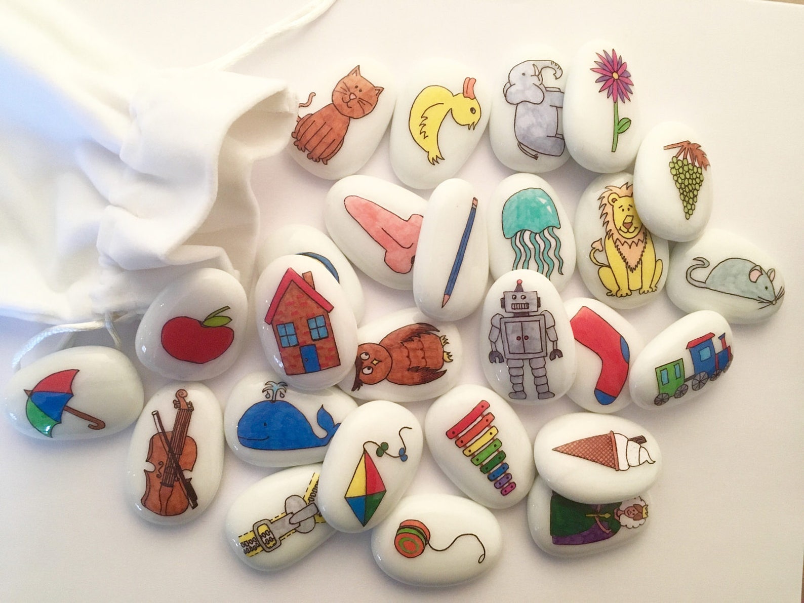 Reversible, Alphabet, ABC, Story Stone, Sack, Set, Lower Case, Letters ...
