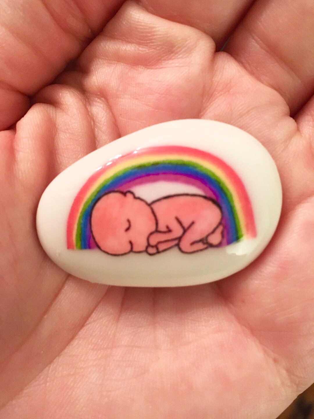 Rainbow Baby, Sleeping Baby, Rainbow, Stone, Gift, Present, Momento ...