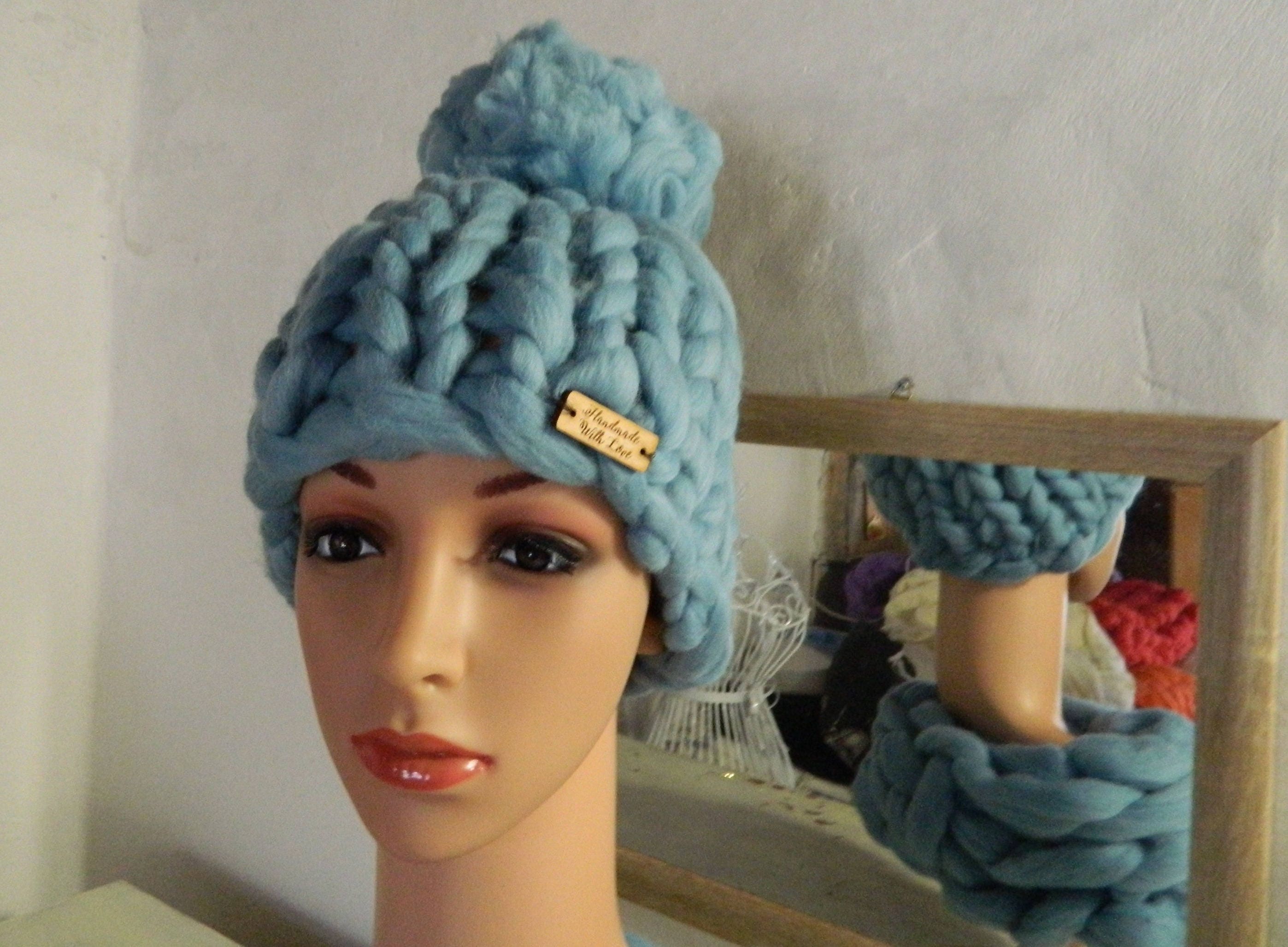 Blue Wool Hat. Chunky Merino Knit Hat. Winter Womens Hat. - Etsy