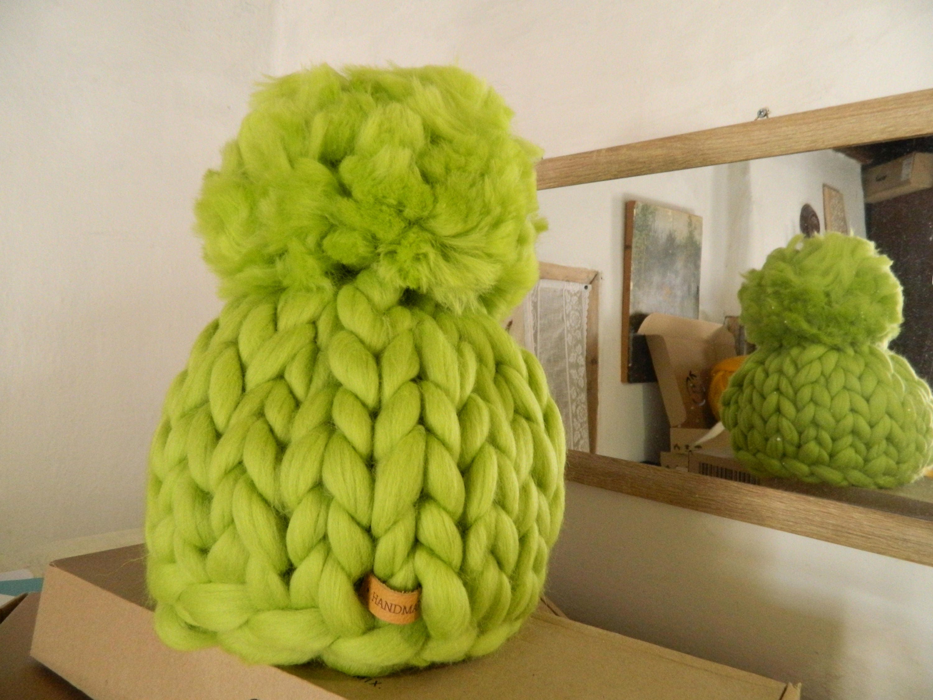 Green Chunky Wool Hat. Merino Hand Knit Hat. Winter Womens Hat. Thick ...