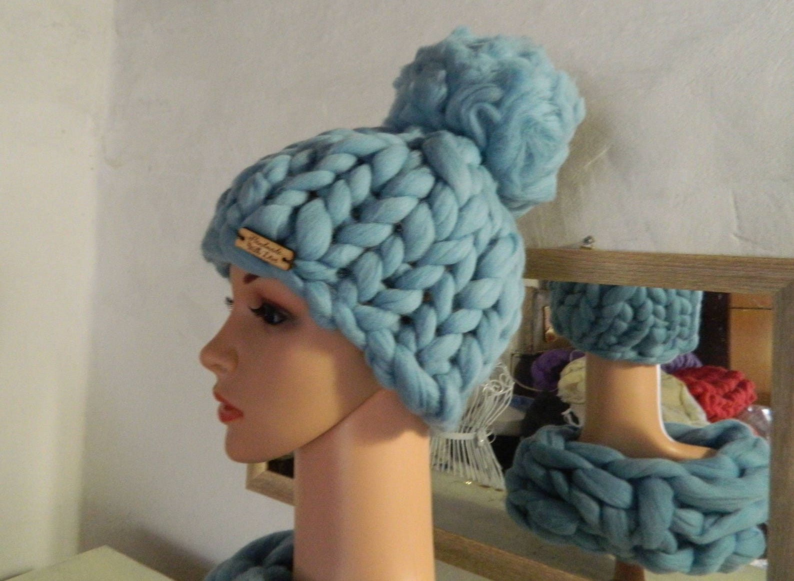 Blue Wool Hat. Chunky Merino Knit Hat. Winter Womens Hat. - Etsy