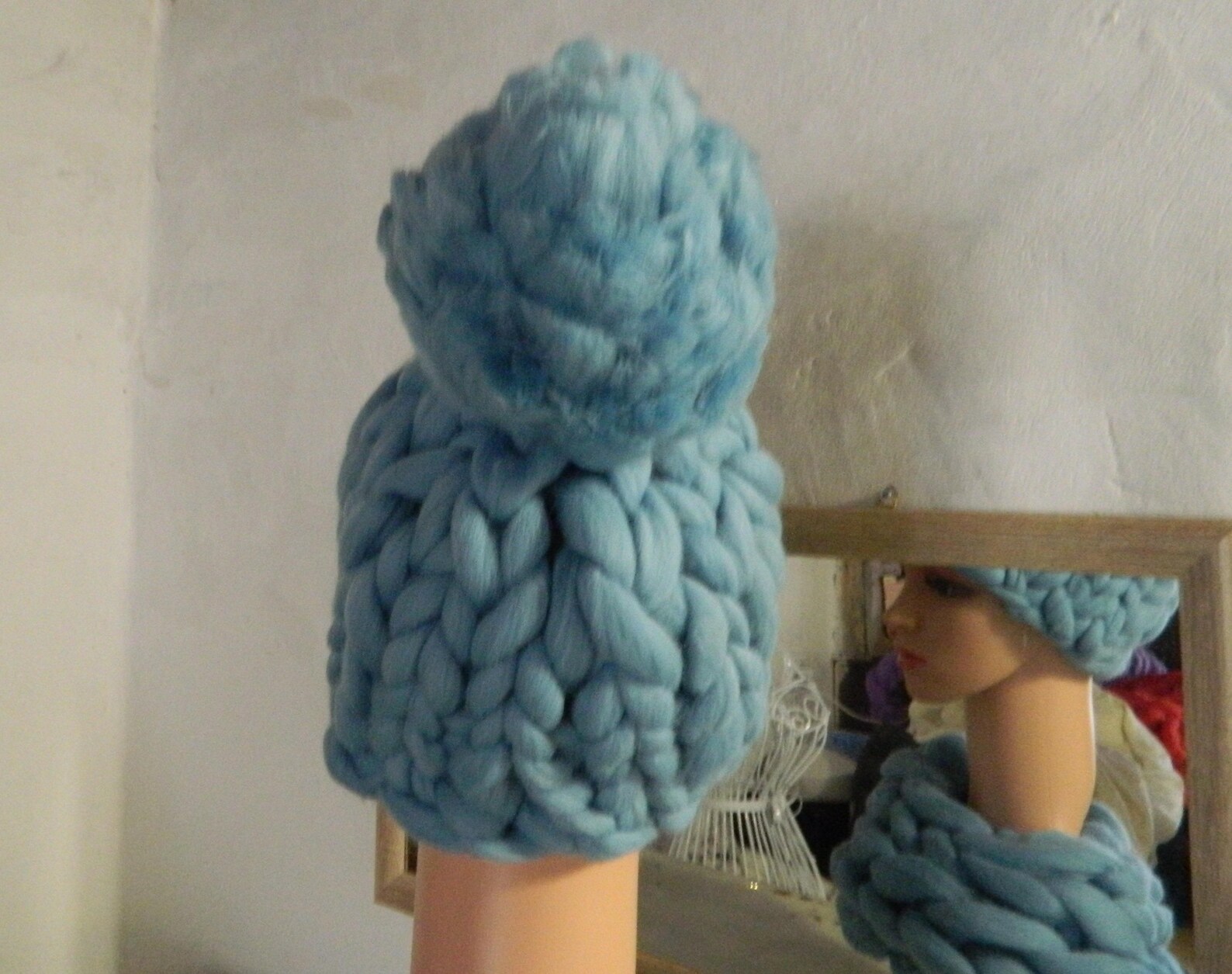 Blue Wool Hat. Chunky Merino Knit Hat. Winter Womens Hat. - Etsy