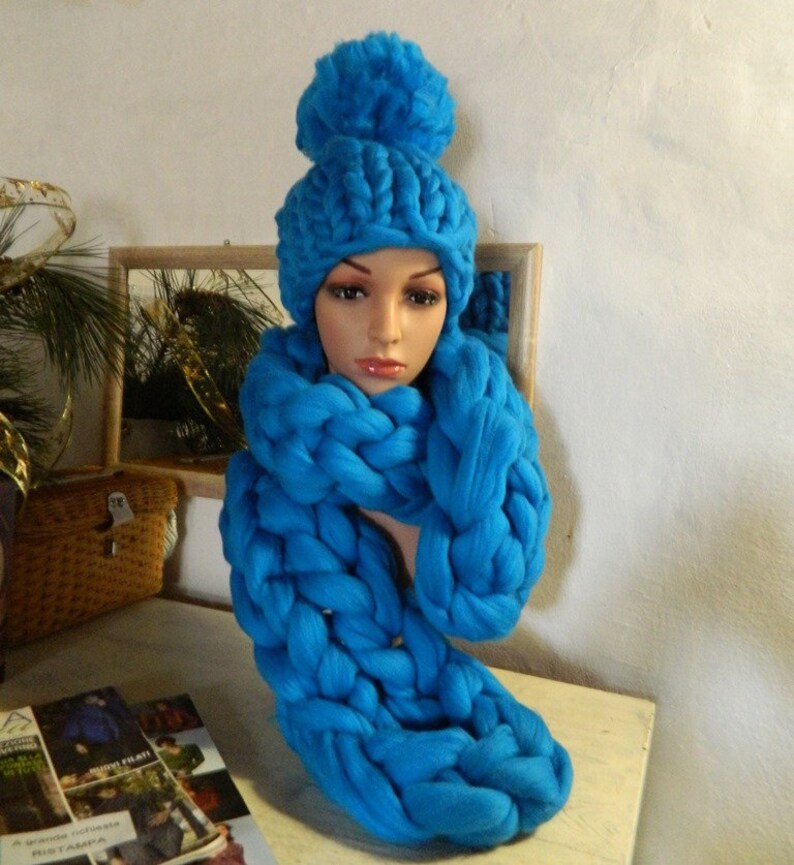 Oversize Knit Scarf. Chunky Knit Scarf. Pink Bulky Scarf. Arm Knitted ...