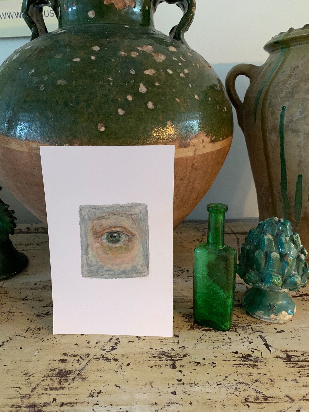 Small Eye Drawing, Original Drawing, Miniature Eye Painting, Miniature ...