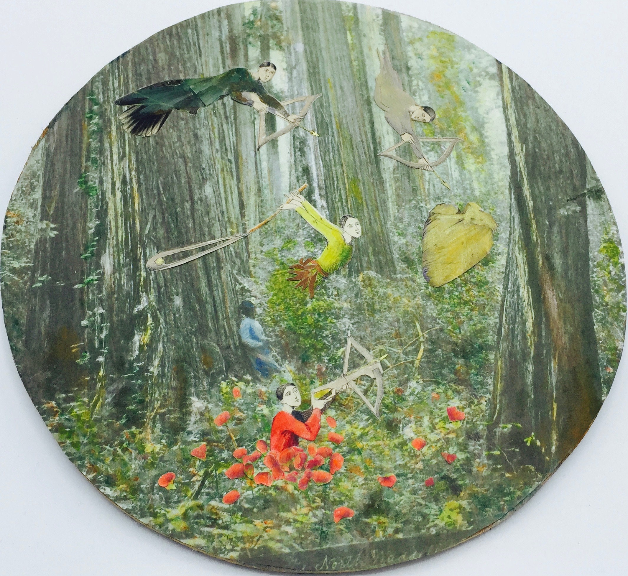 Handmade Paper Collage on Wood Hand Painted Wall Art Fairy - Etsy