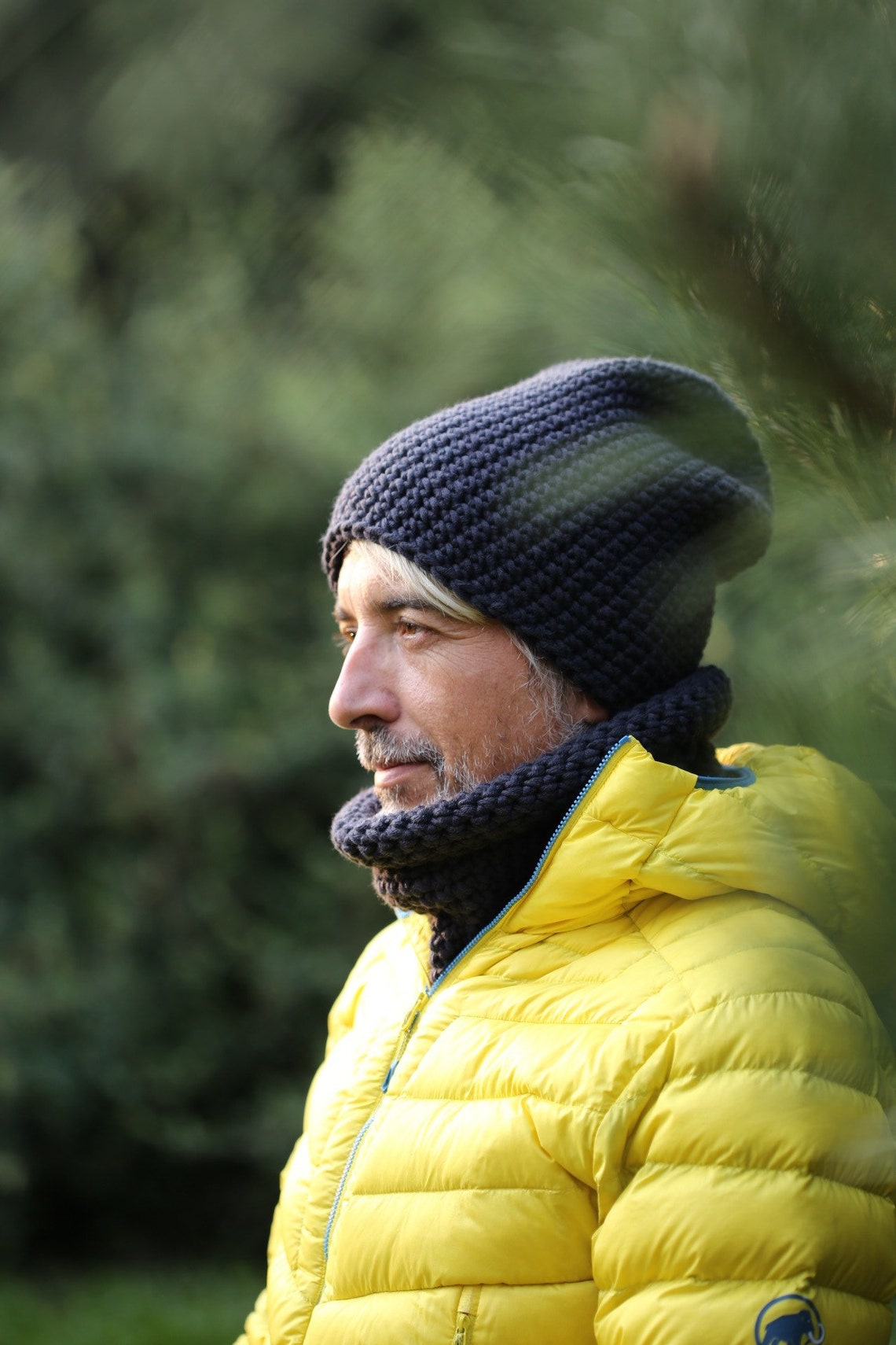Mens Snood From Merino Wool, Winter Tube Scarf Graphite, Handmade Gift ...
