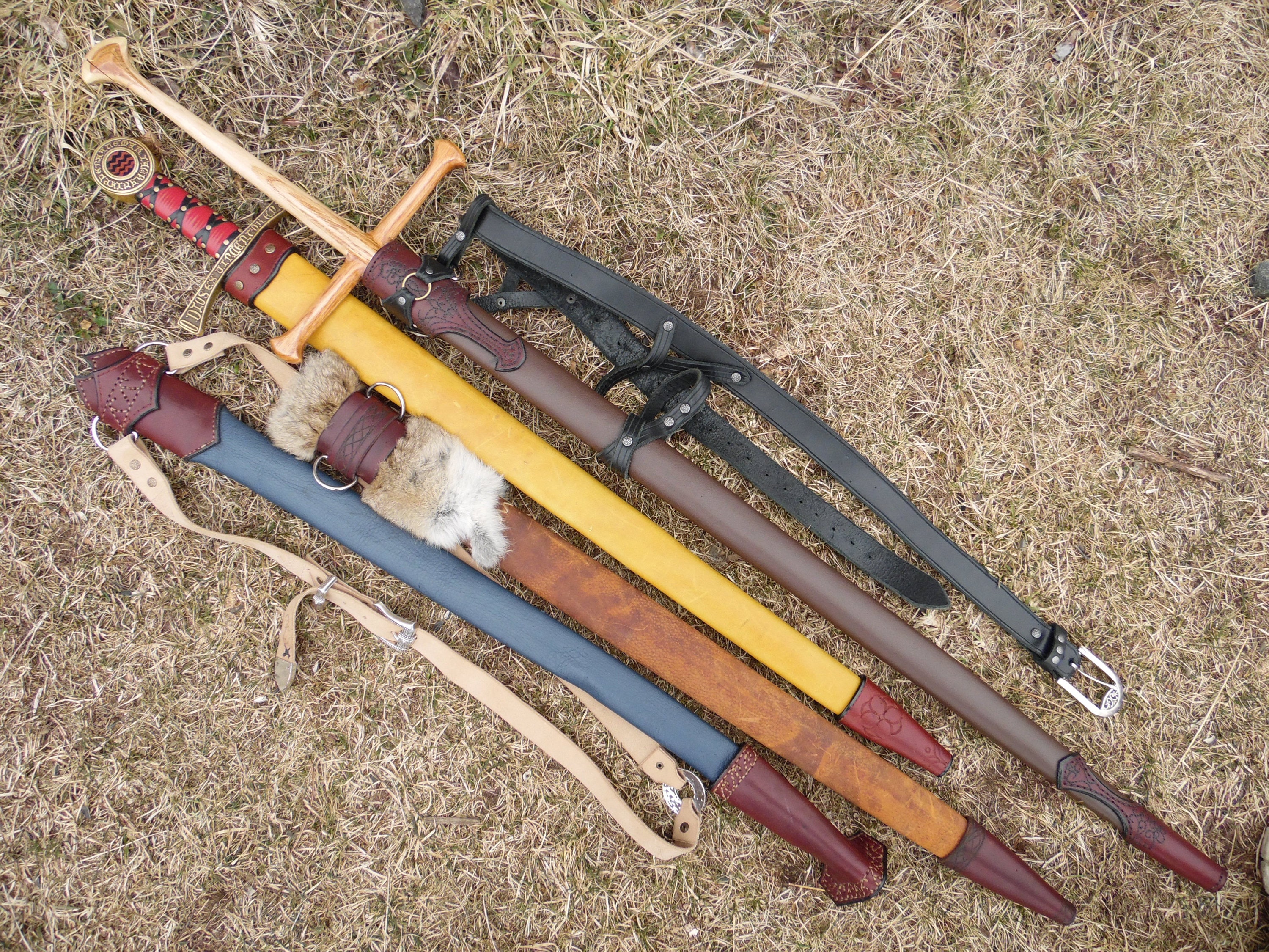 Custom made leather sword scabbards and wooden swords | Etsy