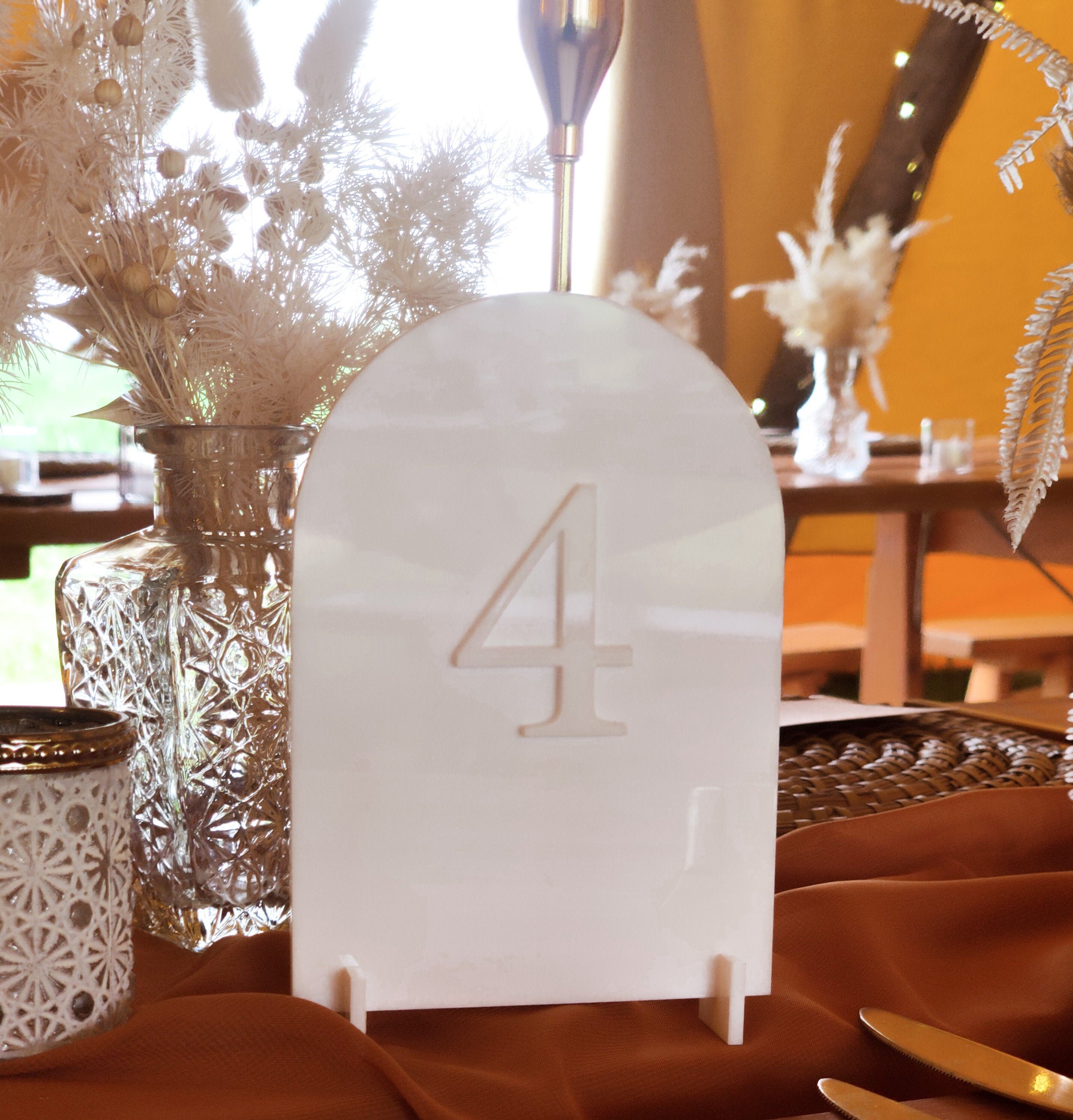 White Gloss Acrylic Table Numbers Arched Wedding Table Names - Etsy UK
