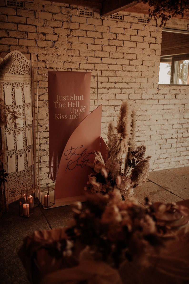 Wedding Sign shut up and Kiss Me Hanging Banner - Etsy UK