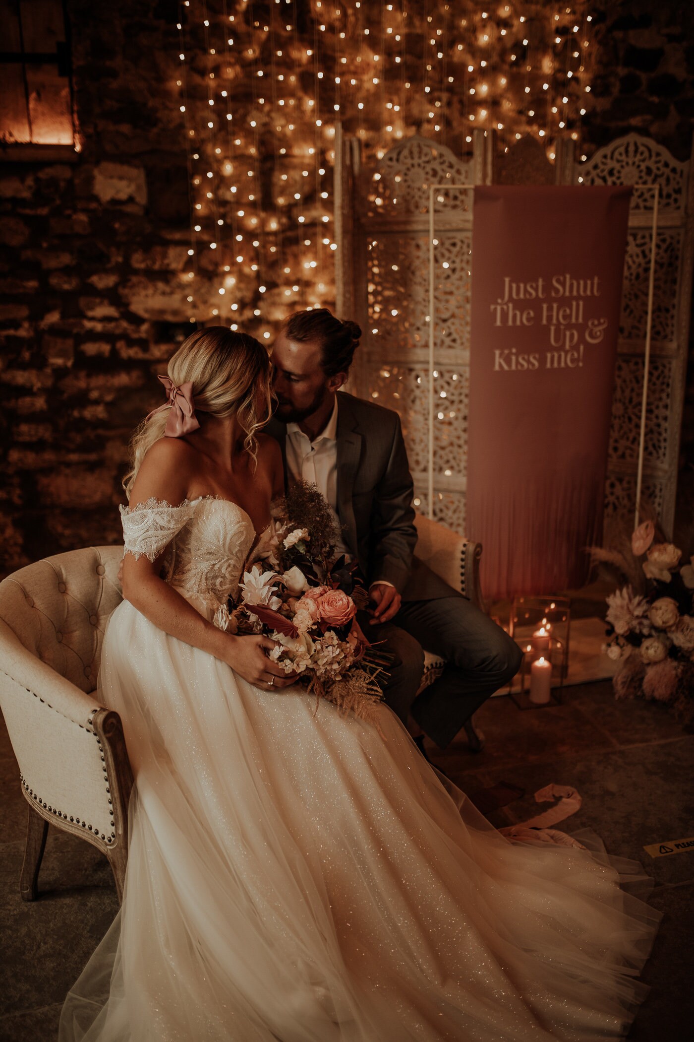 Wedding Sign shut up and Kiss Me Hanging Banner - Etsy UK