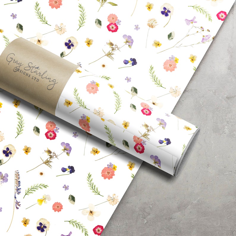 Pressed Flower Dried Floral Wrapping Paper - Etsy