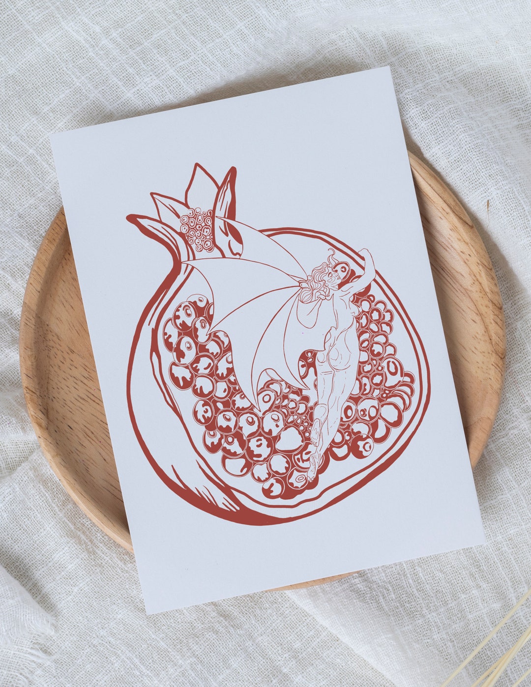 Red Bat Woman Tattoo Design Digital Download | Personalized Pomegranate ...