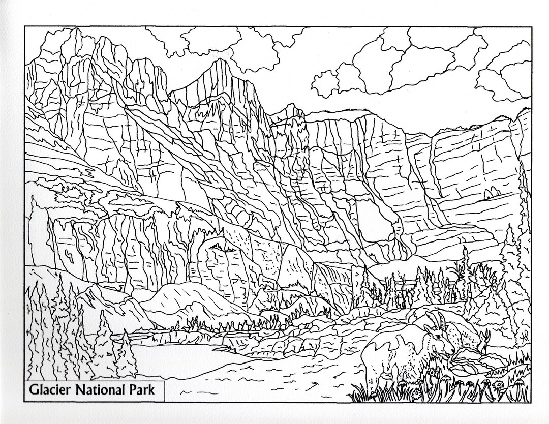 Glacier National Park Coloring Page Animals, Nature, Advanced, Expert ...