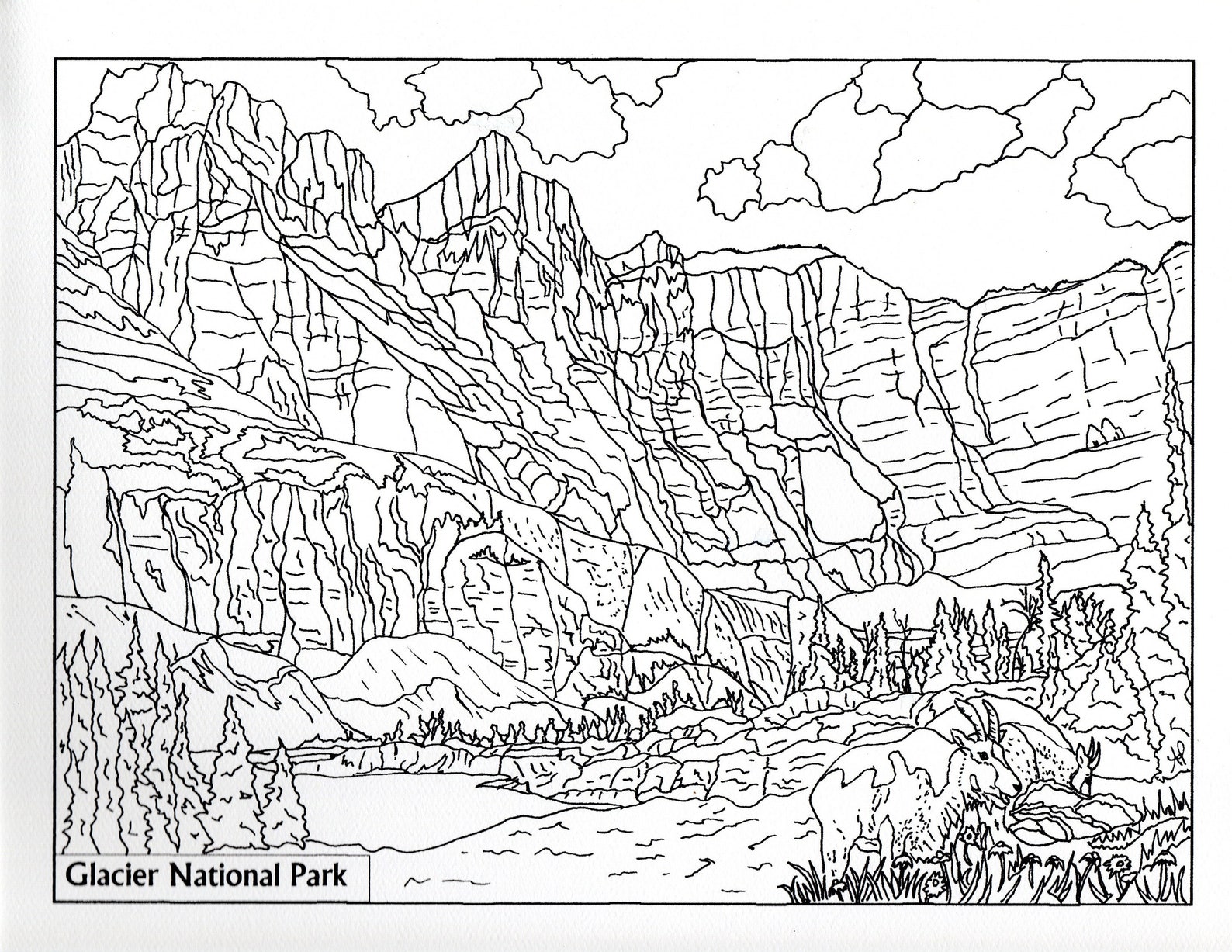Glacier National Park Coloring Page Animals, Nature, Advanced, Expert ...