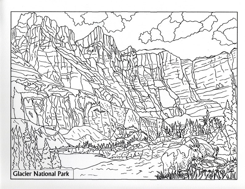 Glacier National Park Coloring Page Animals, Nature, Advanced, Expert ...