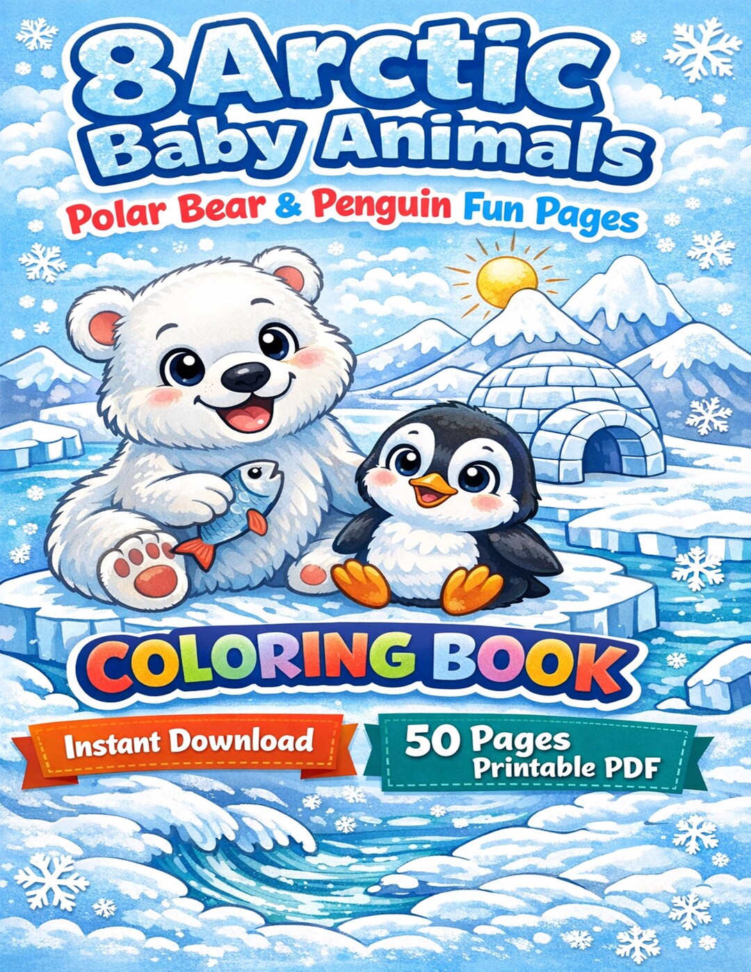 Arctic Animals Coloring Book – 50 Winter Pages for Toddlers (printable ...