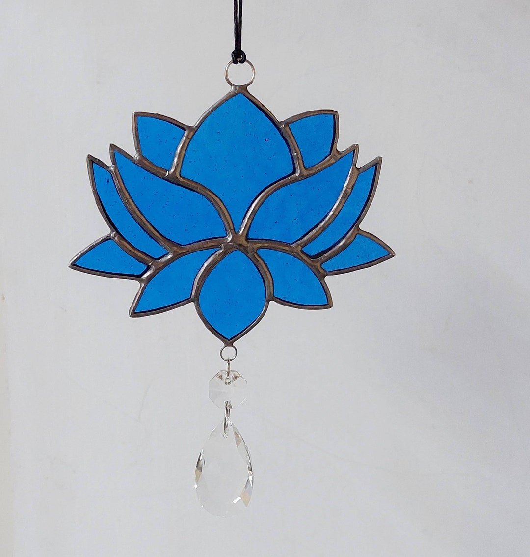 Stained Glass Lotus Flower With Tear Drop Crystal. Lotus - Etsy