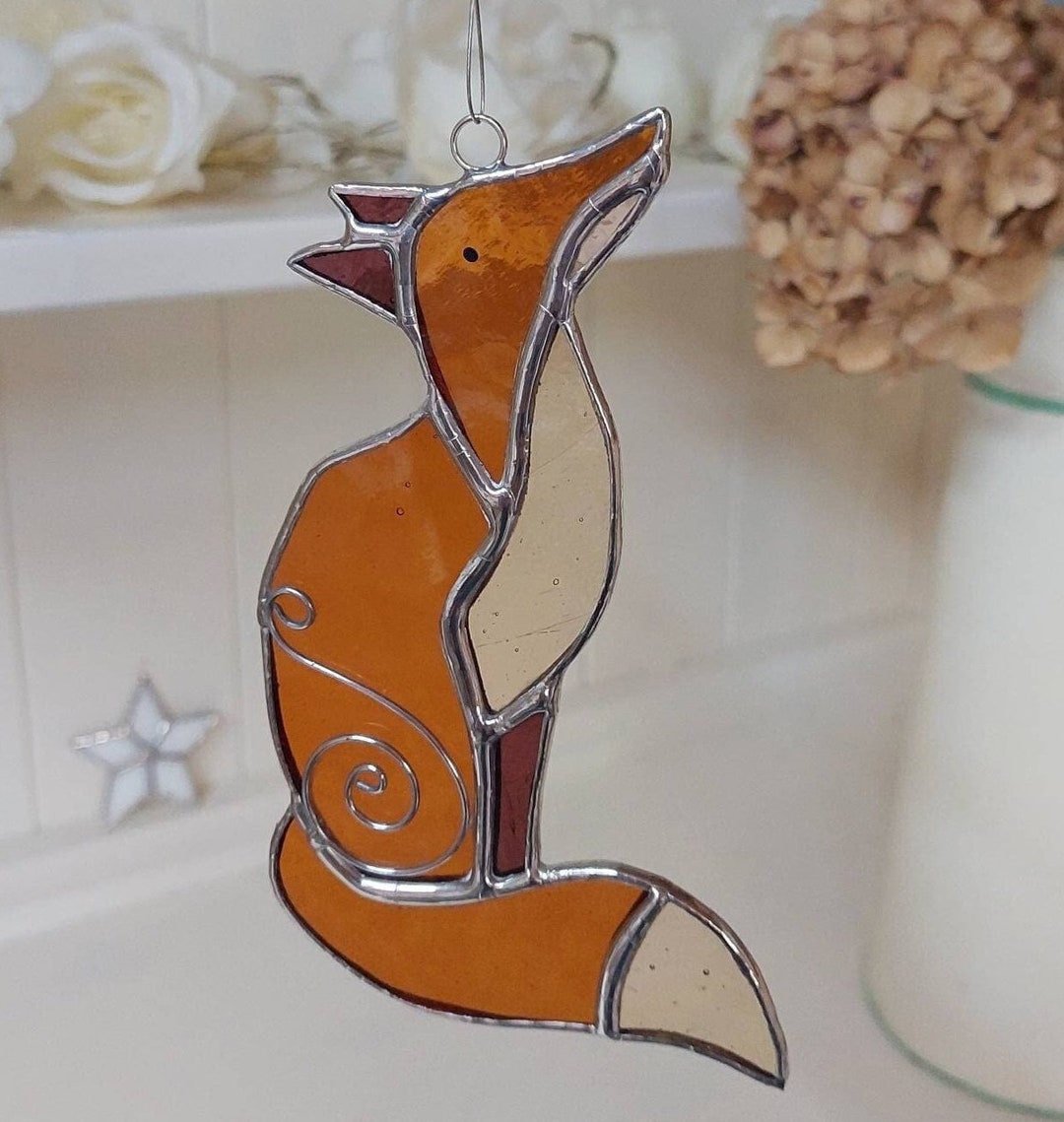 Stained Glass Fox. Fox Suncatcher. Glass Fox. Fox Decoration. - Etsy