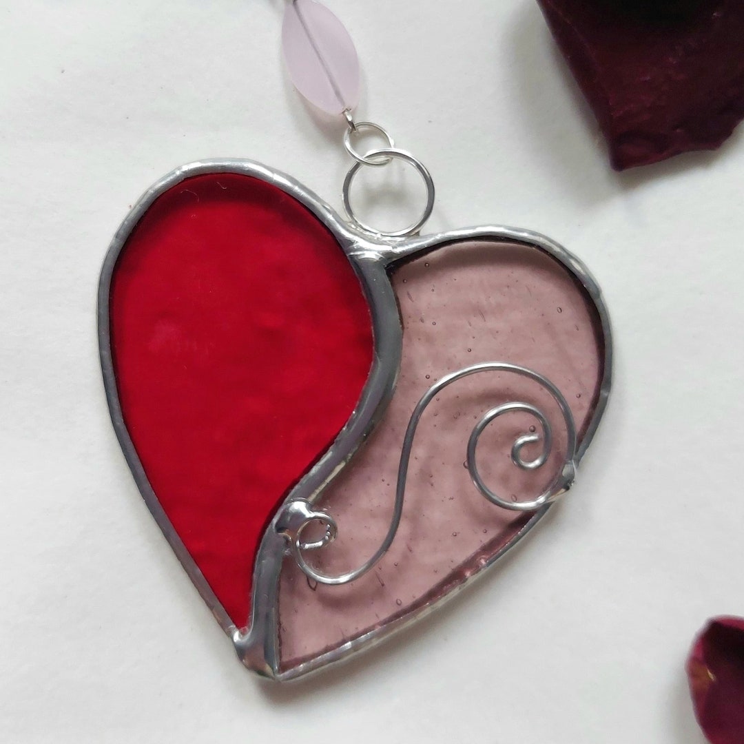 Stained Glass Heart. Heart Suncatcher. Love Heart. Red Heart. Glass ...