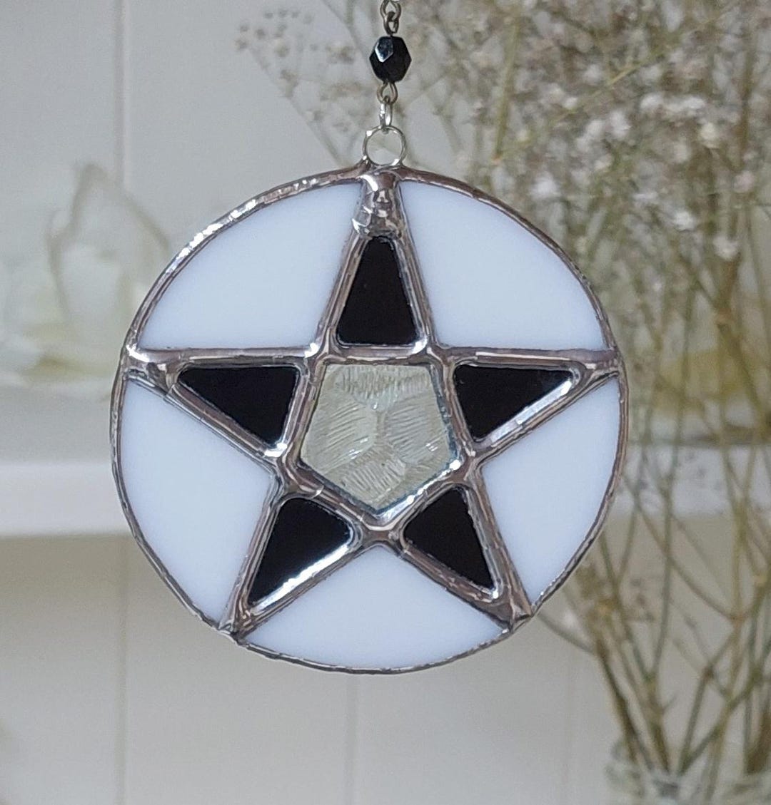 Stained Glass Pentacle. Home Protection Charm. Five Pointed Star. Good ...