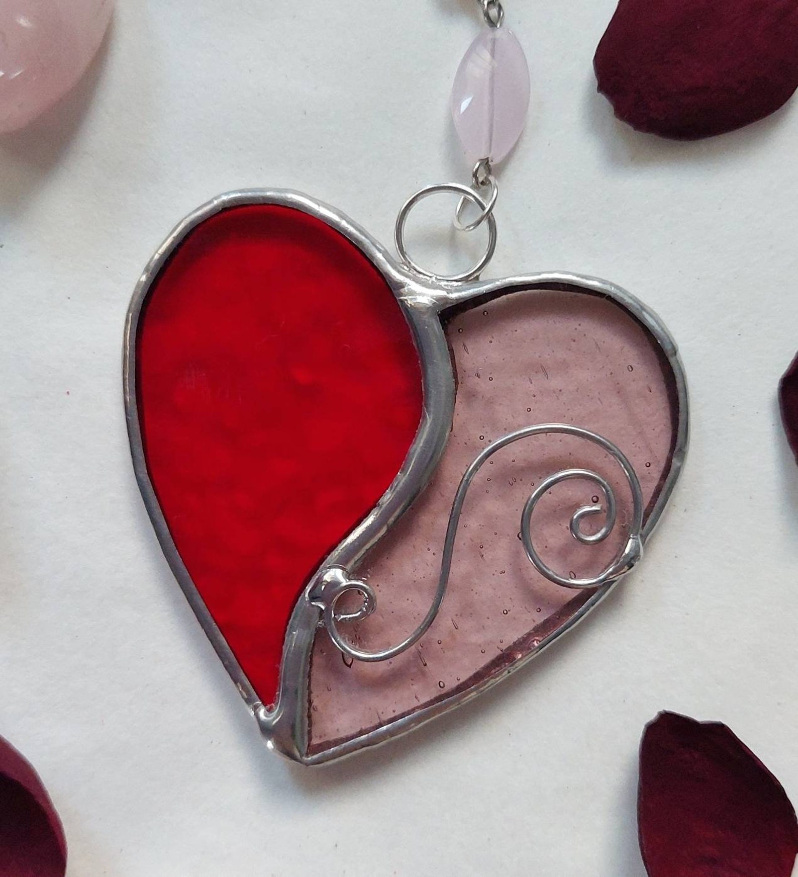 Stained Glass Heart. Heart Suncatcher. Love Heart. Red Heart. Glass ...