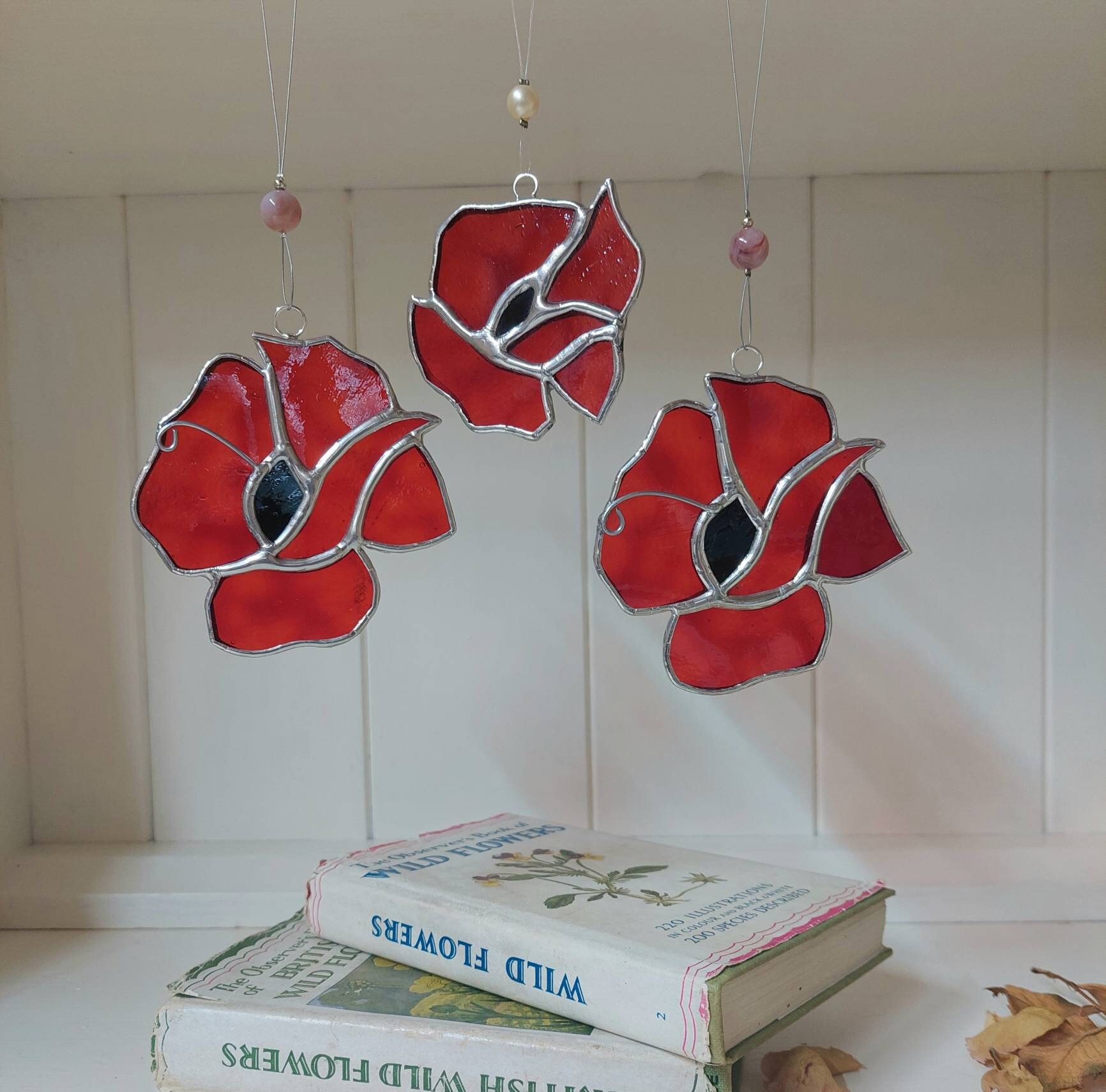 Stained Glass Poppy. Poppy Suncatcher. Remembrance - Etsy