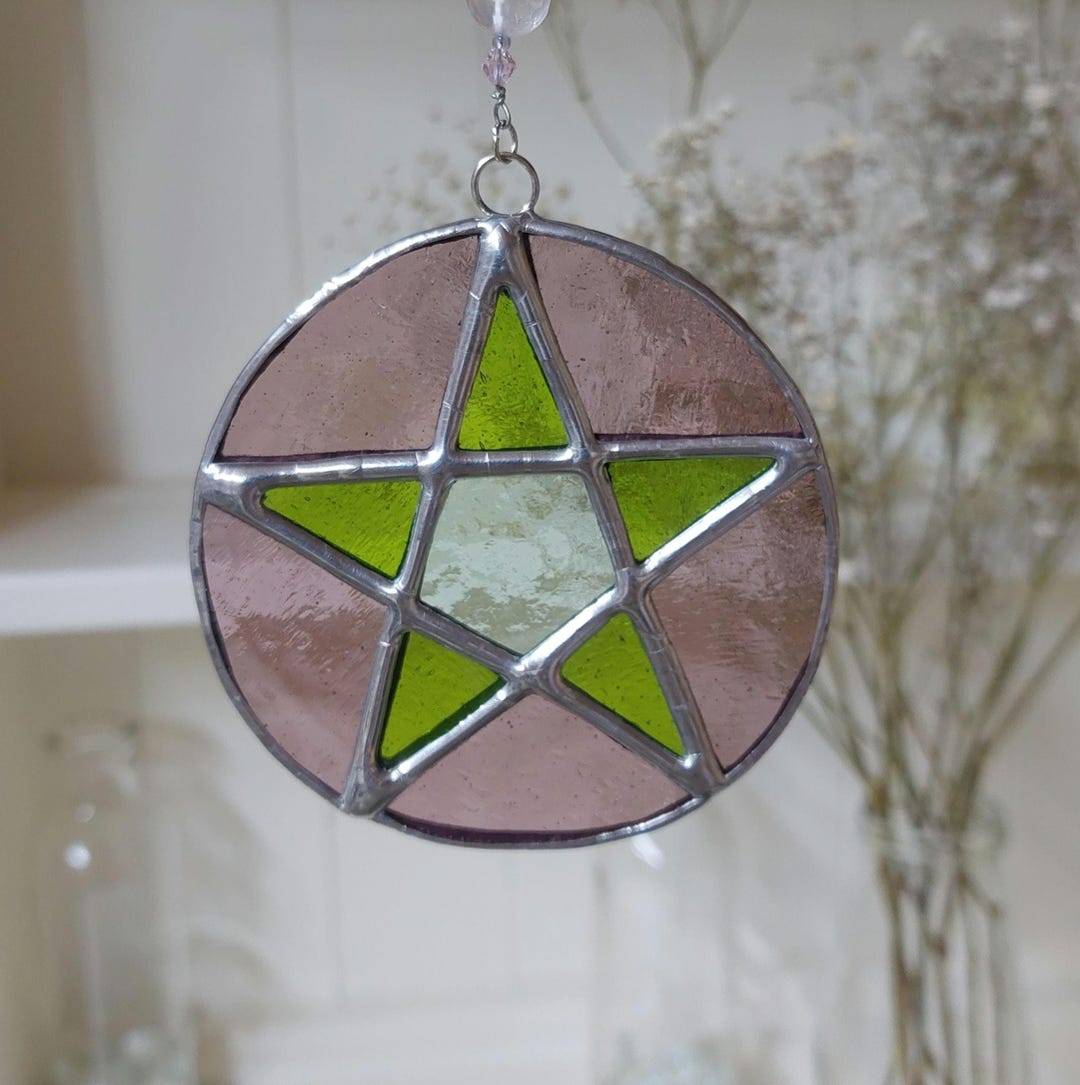 Stained Glass Pentacle. Home Protection Charm. Five Pointed Star. Good ...