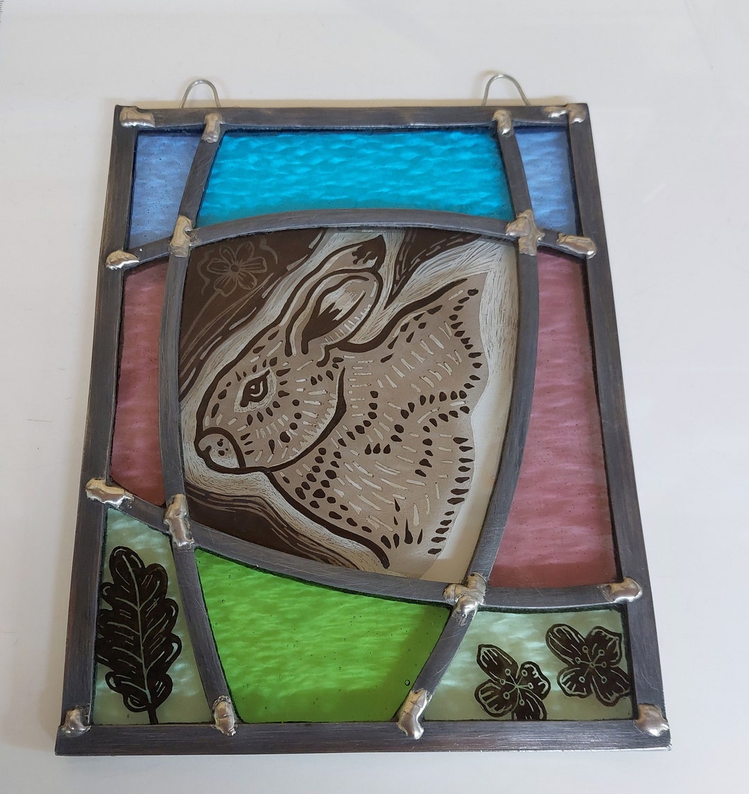 Hare Stained Glass Panel. Hare Stained Glass Window. Stained Glass Art ...