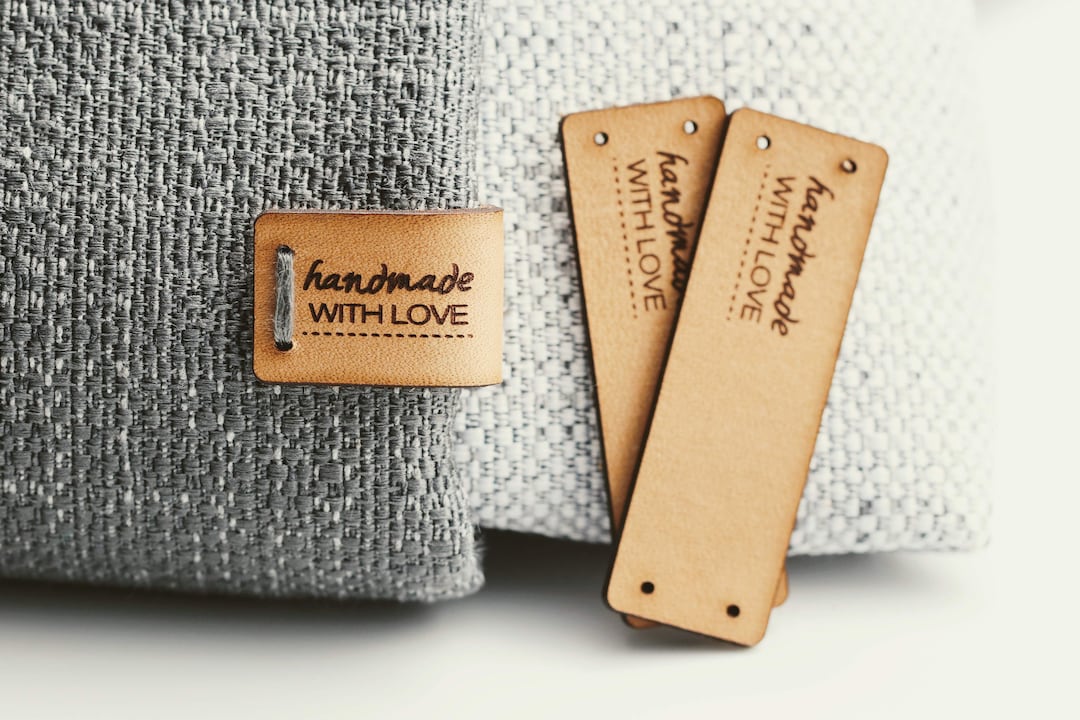 Folding Leather Label Pack - Handmade WITH LOVE - HME - Genuine Italian ...