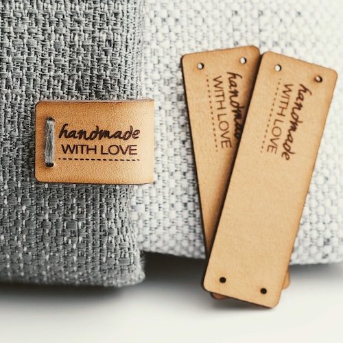 Folding Leather Label Pack Hand Knitted With Love O5 - Etsy