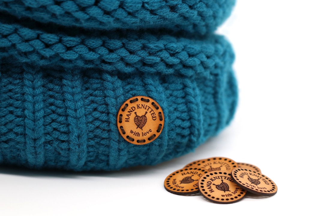 Round Leather Labels Pack - Hand Knitted With Love - RO01 - Genuine ...