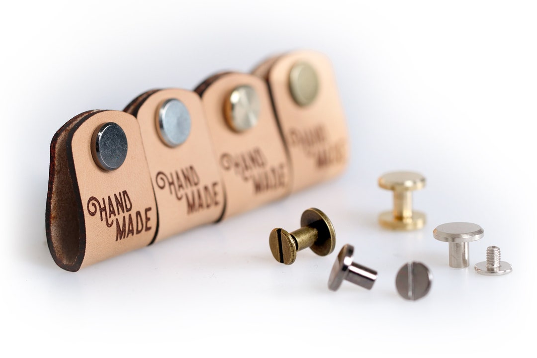 15x Customizable Rivet Leather Tags - Handmade Labels With Metal Rivet ...