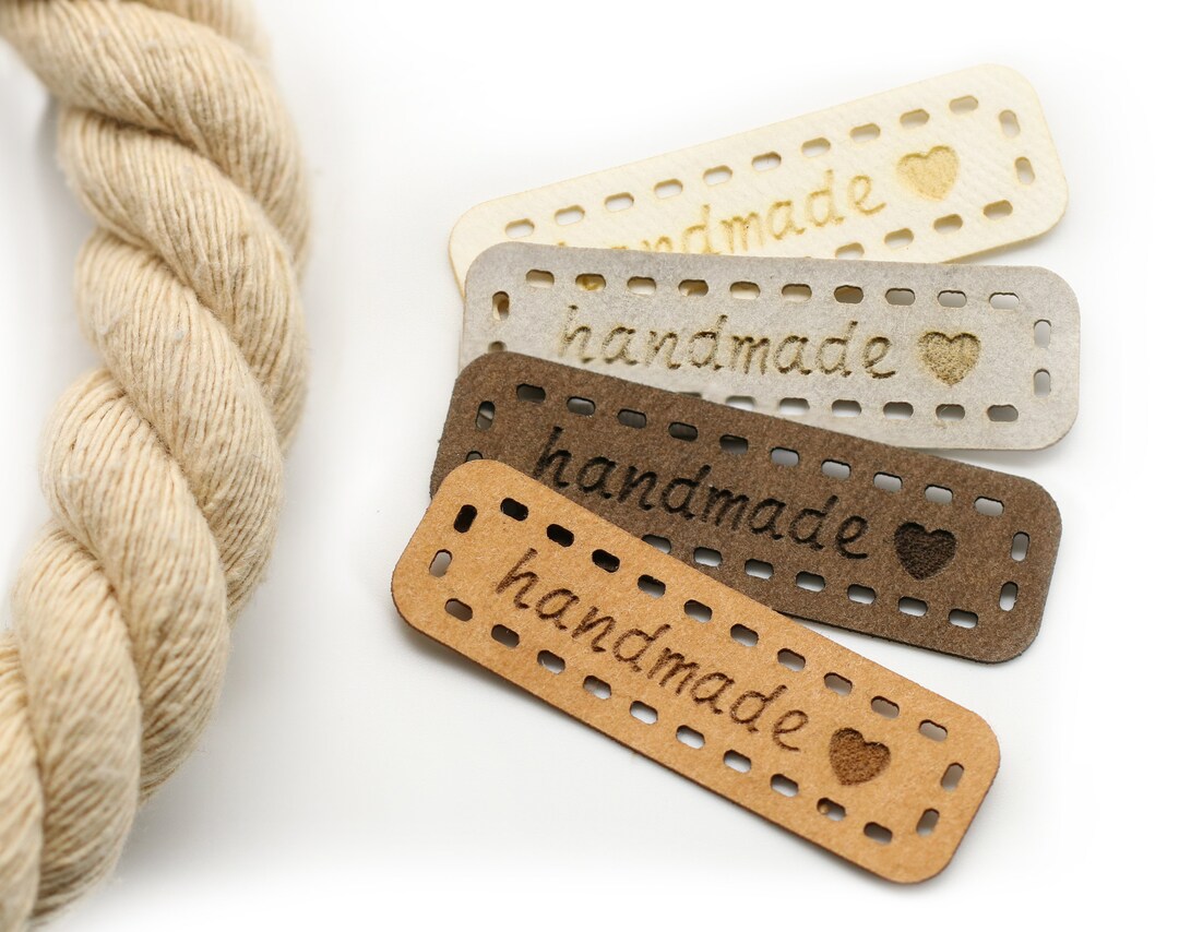 VEGAN Leather Labels C4 "handmade" - Exclusive Engraved Vegan Leather ...