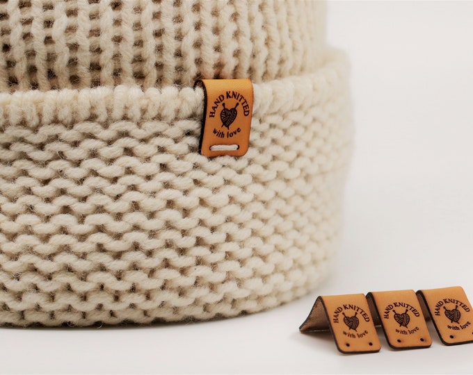 Folding Leather Label Pack Hand Knitted With Love O5 Genuine Italian ...